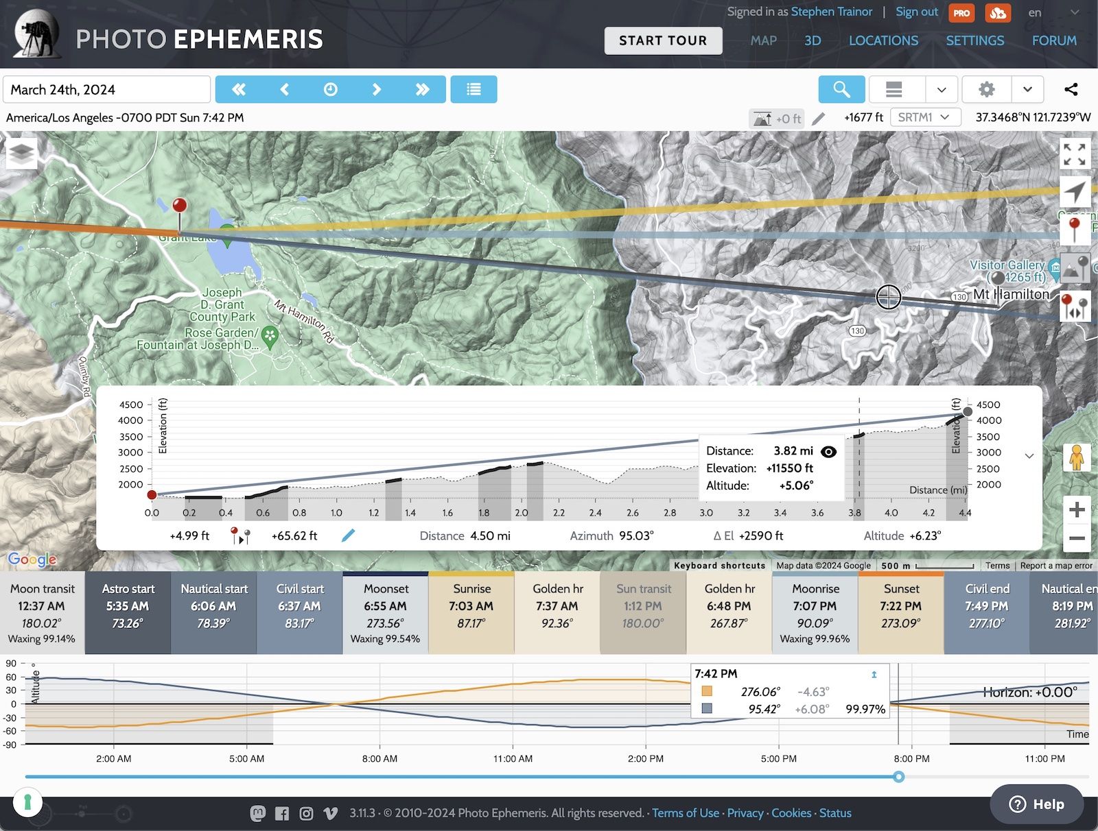 Article: Sightline Analysis comes to Photo Ephemeris Web